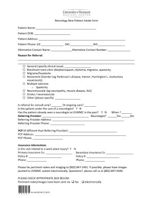 Fillable Online Neurology New Patient Intake form Fax Email Print ...