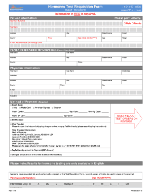 Fillable Online Hormones Test Requisition Form Fax Email Print - pdfFiller