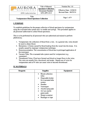 Fillable Online Venipuncture Blood Specimen Collection Fax Email Print ...