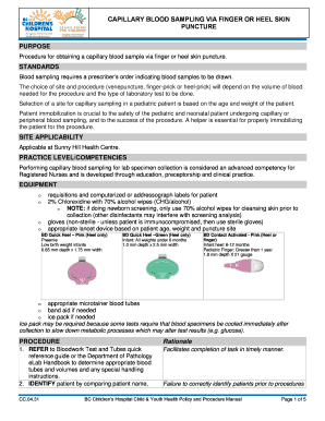 Fillable Online CAPILLARY BLOOD SAMPLING VIA FINGER OR HEEL SKIN Fax ...