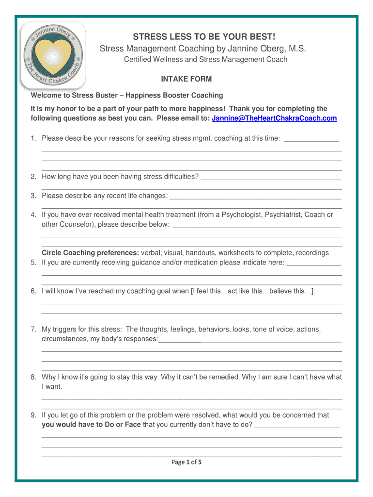 Fillable Online STRESS LESS TO BE YOUR BEST Fax Email Print - pdfFiller