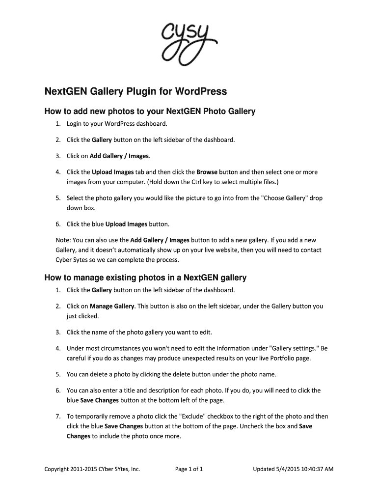Fillable Online NextGEN Gallery Plugin for WordPress Fax Email Print ...