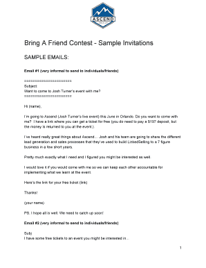 Fillable Online Bring A Friend Contest - Sample Invitations Fax Email ...