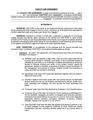 Fillable Online This FACILITY USE AGREEMENT is made and entered into ...
