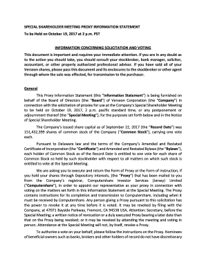 Fillable Online SPECIAL SHAREHOLDER MEETING PROXY INFORMATION STATEMENT ...