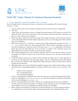 Fillable Online WaSH MEL Toolkit: Methods for Randomly Selecting ...