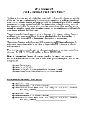 Fillable Online Food Donation & Food Waste Survey Fax Email Print ...