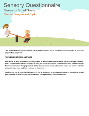 Fillable Online This series of Sensory Questionnaires are designed to ...