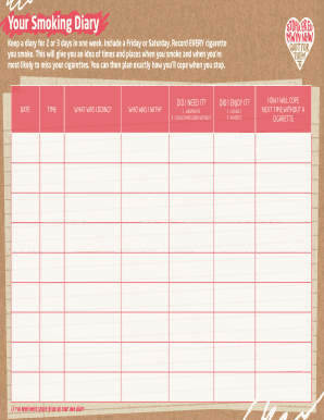 Fillable Online Your Smoking Diary Fax Email Print - pdfFiller