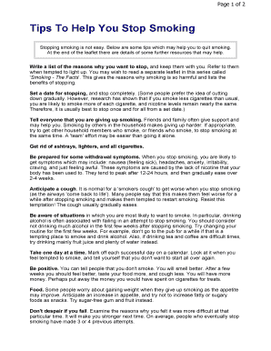 Fillable Online Tips To Help You Stop Smoking Fax Email Print - pdfFiller