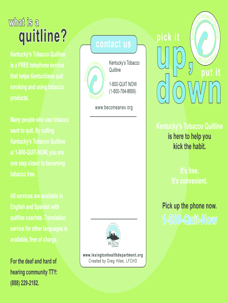 Fillable Online Kentuckys Tobacco Quitline Fax Email Print - pdfFiller