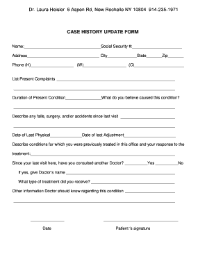 Fillable Online CASE HISTORY UPDATE FORM Fax Email Print - pdfFiller