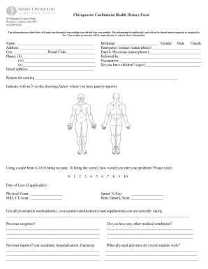 Fillable Online Chiropractic Confidential Health History Form Fax Email ...