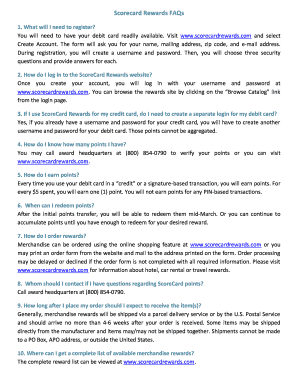 Fillable Online Scorecard Rewards FAQs Fax Email Print - pdfFiller