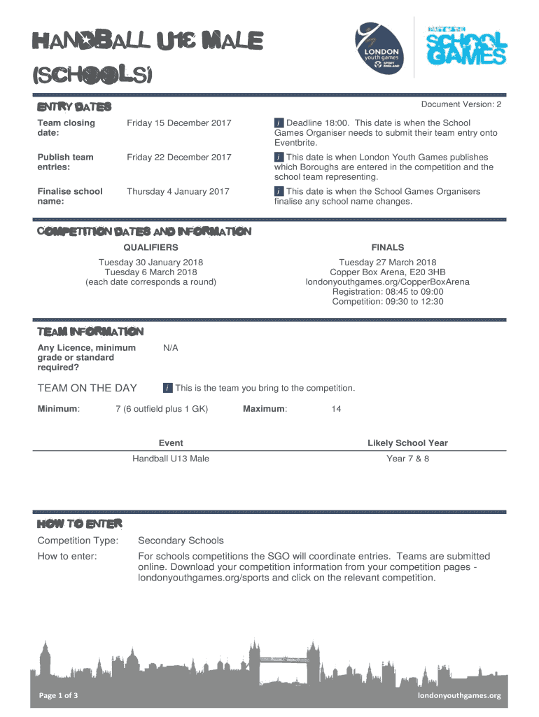 Fillable Online HANDBALL U13 MALE Fax Email Print - pdfFiller