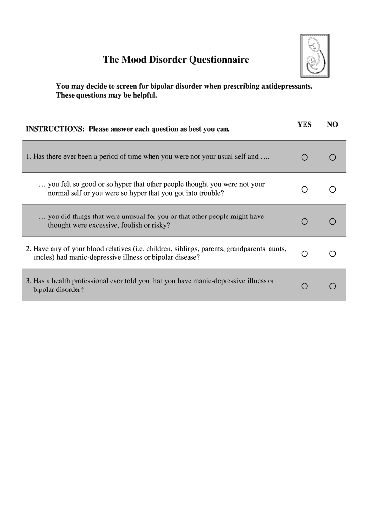 Fillable Online The Mood Disorder Questionnaire Fax Email Print - pdfFiller