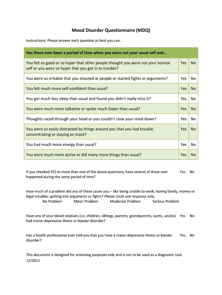Fillable Online MDQ Scoring Algorithm - UIC Department of Psychiatry Fax Email Print - pdfFiller