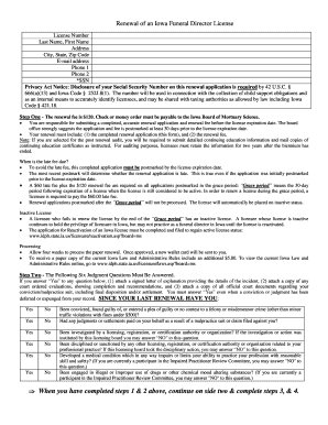 Fillable Online Renewal of an Iowa Funeral Director License Fax Email ...