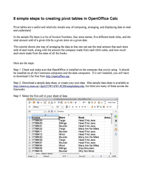 Fillable Online 8 simple steps to creating pivot tables in OpenOffice Calc Fax Email Print ...