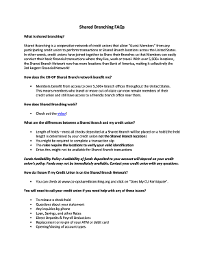 Fillable Online Shared Branching is a cooperative network of credit ...