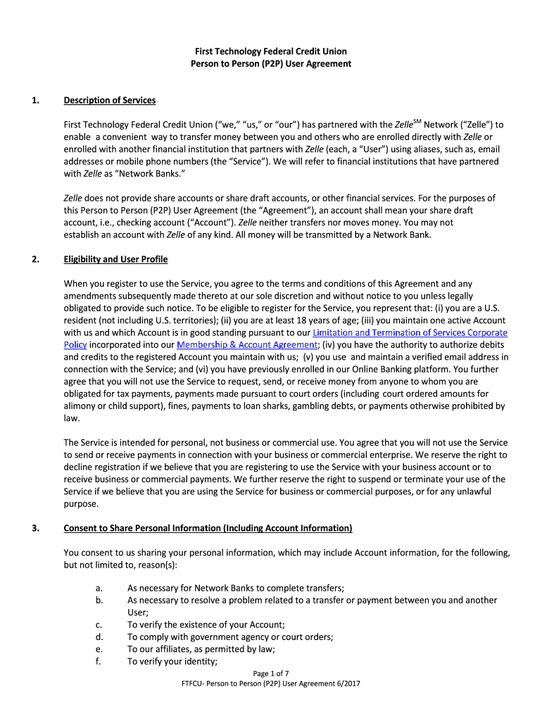 Fillable Online Person to Person (P2P) User Agreement Fax Email Print ...