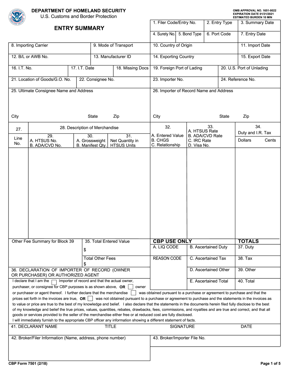 Customs And Border Protection Form 368 Fill Online Printable 