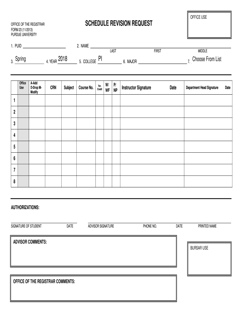 Fillable Online SCHEDULE REVISION REQUEST Fax Email Print - pdfFiller