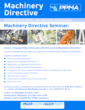 Fillable Online Machinery Directive Seminar: Fax Email Print - pdfFiller