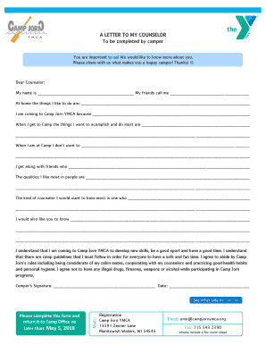 Fillable Online A LETTER TO MY COUNSELOR Fax Email Print - pdfFiller