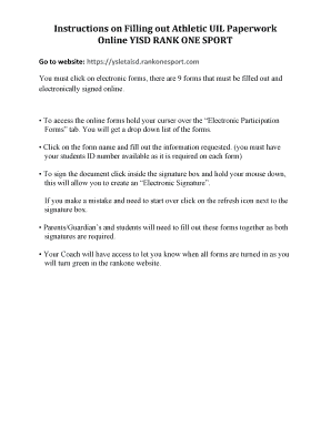 Fillable Online Instructions on Filling out Athletic UIL Paperwork Fax ...