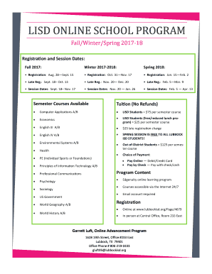 Fillable Online LISD ONLINE SCHOOL PROGRAM Fax Email Print - pdfFiller