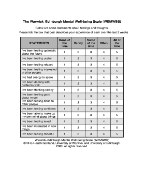 Fillable Online The WarwickEdinburgh Mental Well-being Scale (WEMWBS ...
