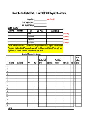 Fillable Online Basketball Individual Skills & Speed Dribble ...