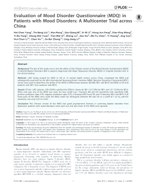Fillable Online Evaluation of Mood Disorder Questionnaire (MDQ) in Fax ...