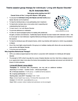 Fillable Online Twelve session group therapy for individuals Living with Bipolar Disorder Fax ...