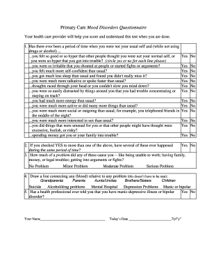 Fillable Online Primary Care Mood Disorders Questionnaire Fax Email ...