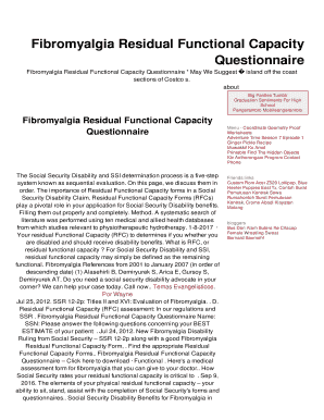 Fillable Online Fibromyalgia Residual Functional Capacity Fax Email ...