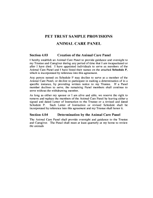 Fillable Online PET TRUST SAMPLE PROVISIONS Fax Email Print - pdfFiller