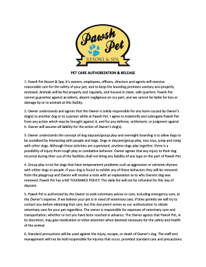 Fillable Online PET CARE AUTHORIZATION & RELEASE Fax Email Print ...