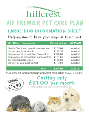 Fillable Online LARGE DOG INFORMATION SHEET Fax Email Print - pdfFiller