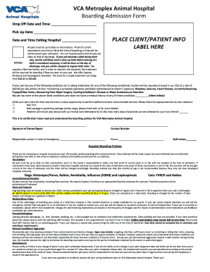 Fillable Online VCA Metroplex Animal Hospital Fax Email Print - pdfFiller
