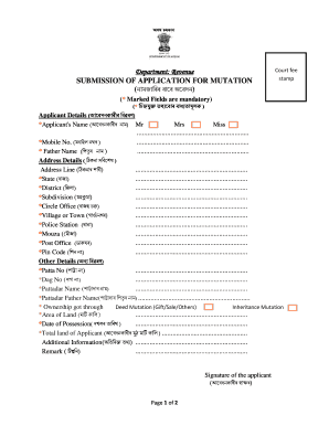 Fillable Online SUBMISSION OF APPLICATION FOR MUTATION Fax Email Print ...
