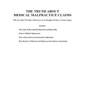 Fillable Online MEDICAL MALPRACTICE CLAIMS Fax Email Print - pdfFiller