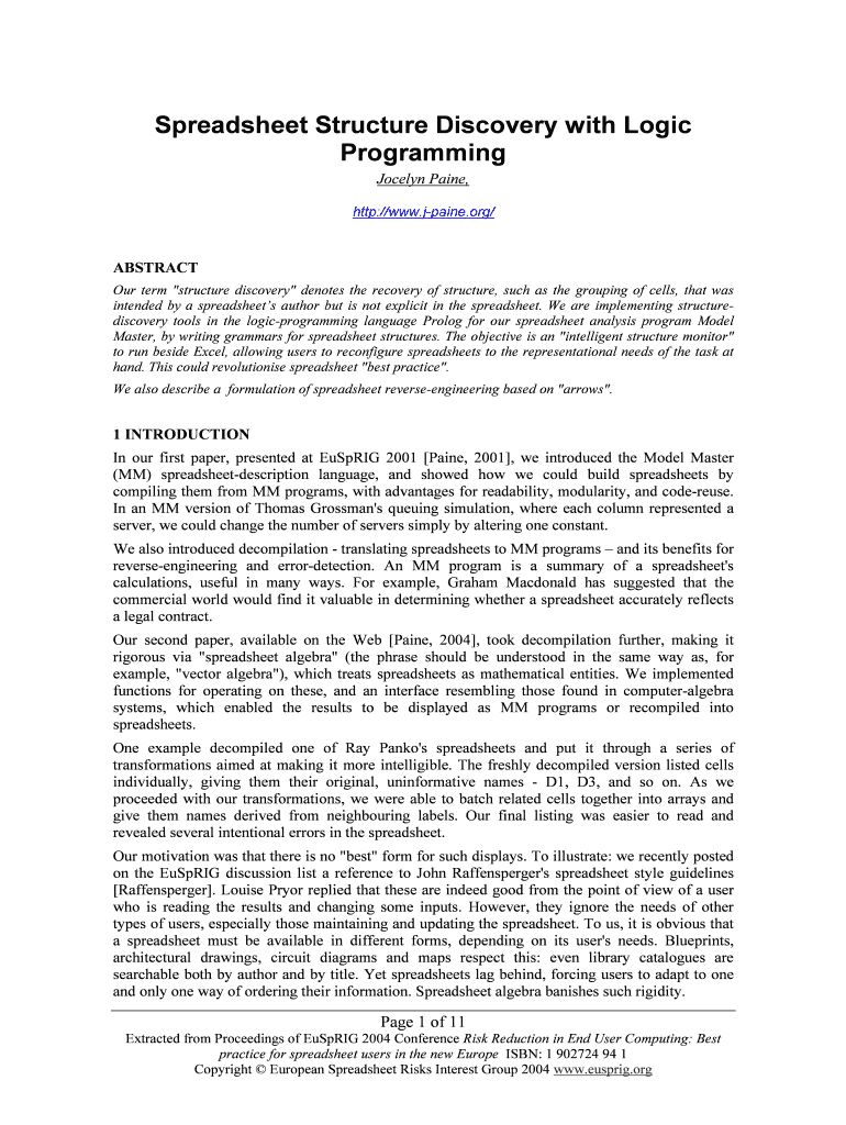 Fillable Online Spreadsheet Structure Discovery with Logic Fax Email ...