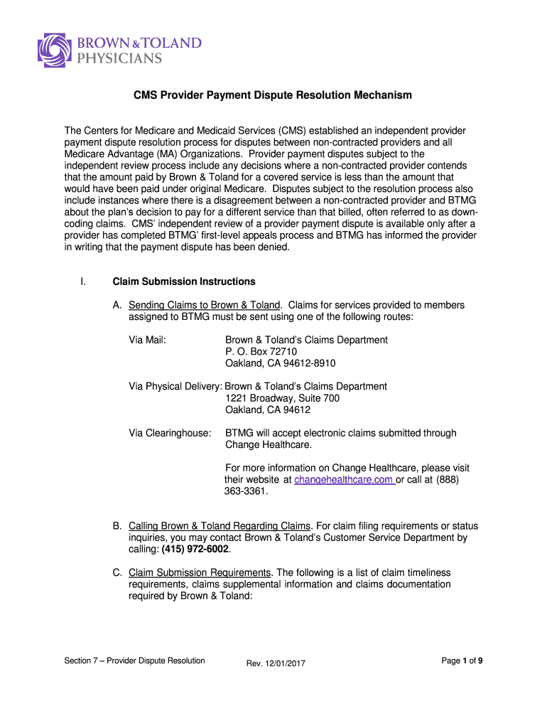 Fillable Online CMS Provider Payment Dispute Resolution Mechanism Fax ...