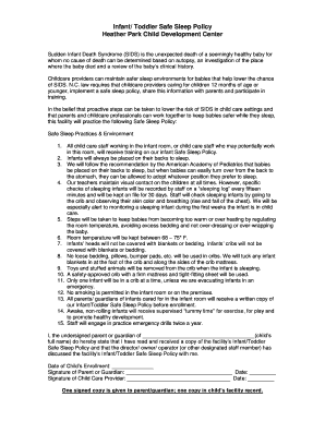 Fillable Online Infant/ Toddler Safe Sleep Policy Fax Email Print ...
