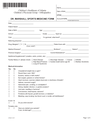 Fillable Online MARSHALL SPORTS MEDICINE FORM Fax Email Print - pdfFiller