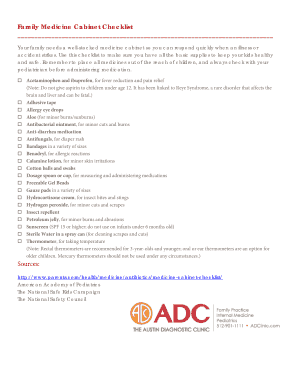 Fillable Online Family Medicine Cabinet Checklist Fax Email Print ...