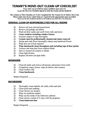 Fillable Online TENANTS MOVE-OUT CLEAN-UP CHECKLIST Fax Email Print ...