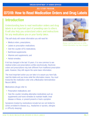 Fillable Online O731B: How to Read Medication Orders and Drug Labels ...
